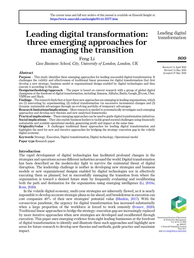 Ok Leading Digital Transformation Three Emerging Approaches For