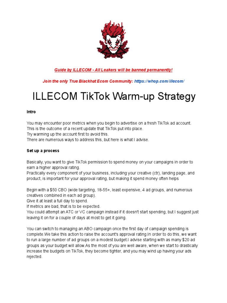 ILLECOM TikTok Warm-Up Strategy | PDF