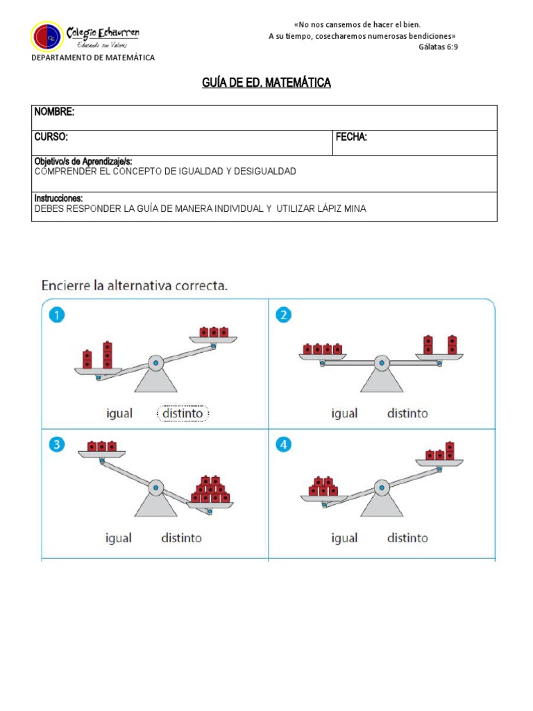 Guía Igualdad y Desiguaaldad 3° Básico | PDF