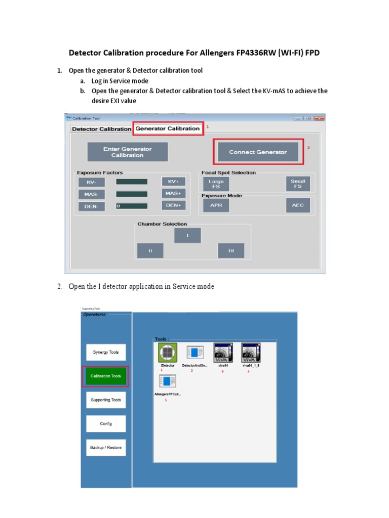 Allengers FP4336RW FPD Callibration Procedure | PDF | Button (Computing) | Exposure (Photography)