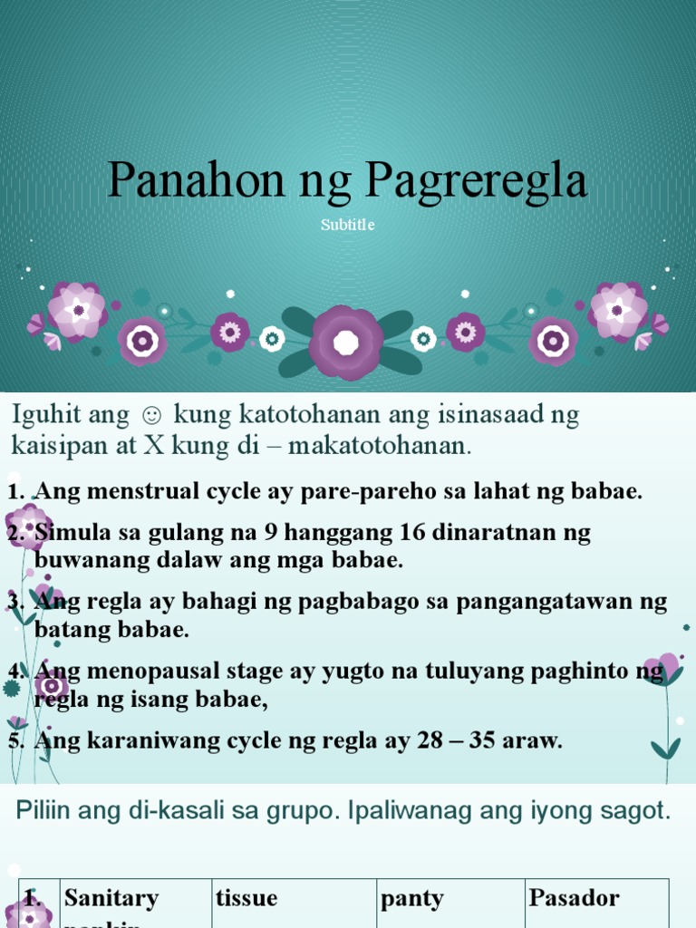 Panahon NG Pagreregla | PDF