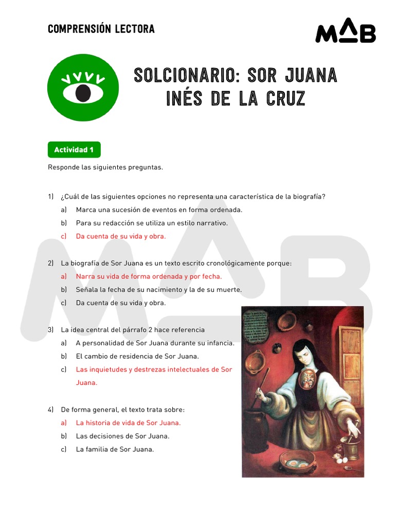 Solucionario Sor Juana Ines de La Cruz | PDF