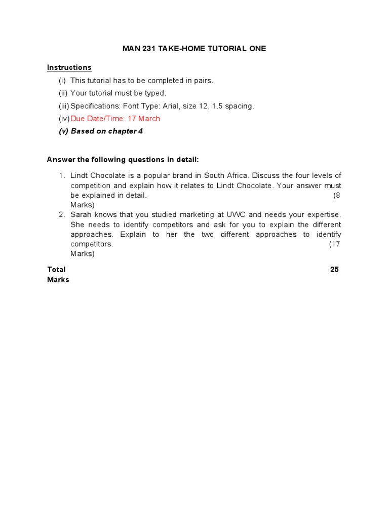 MAN 231 Take Home Tutorial 1 Questions | PDF