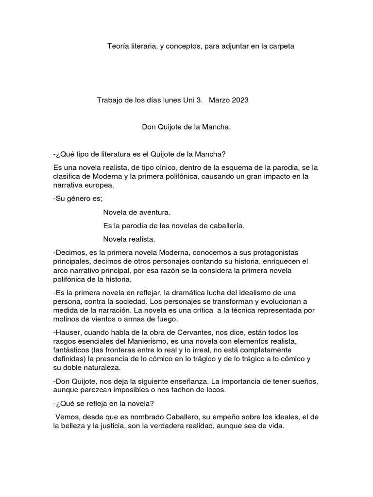 Análisis del género literario y temas centrales de la novela Don ...