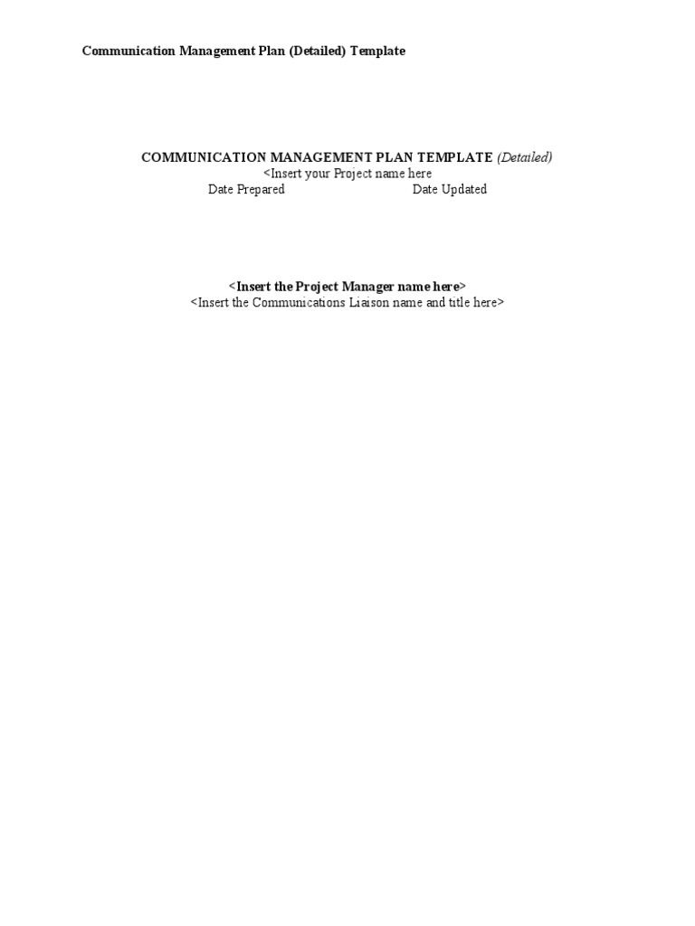 Example - Detailed Project Communication Plan | PDF | Project ... Example - Detailed Project Communication Plan | PDF | Project ...