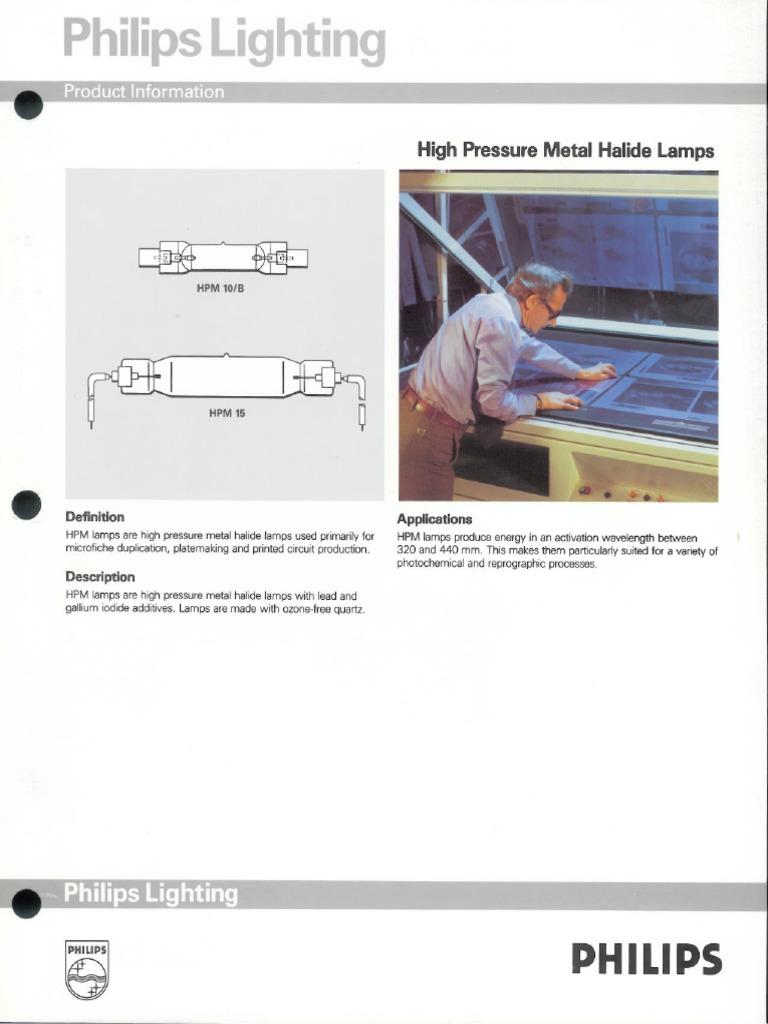 Philips High Pressure Metal Halide (HPM) Lamps Bulletin 11-89 | PDF