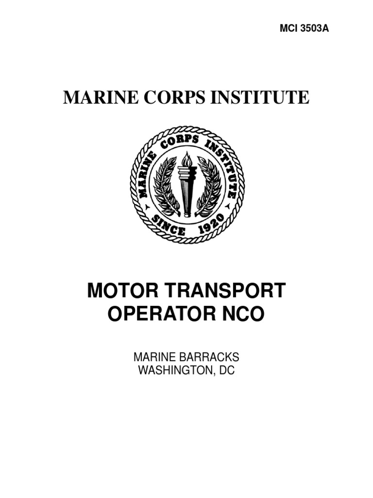 Motor Transport Operator NCO Course | PDF | Career & Growth