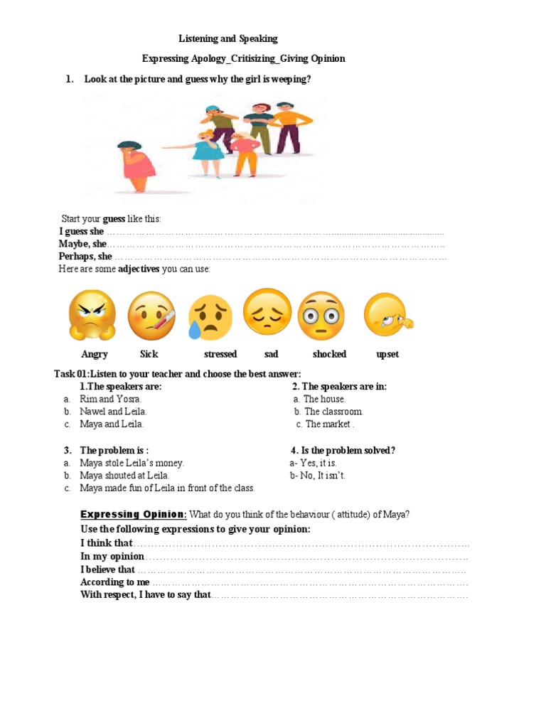 3rd Lesson Make Peace Apology | PDF