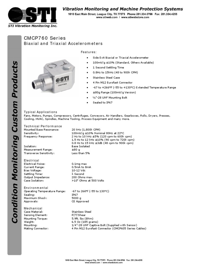 CMCP 760 Sensor Vibracion Triaxial STI | PDF