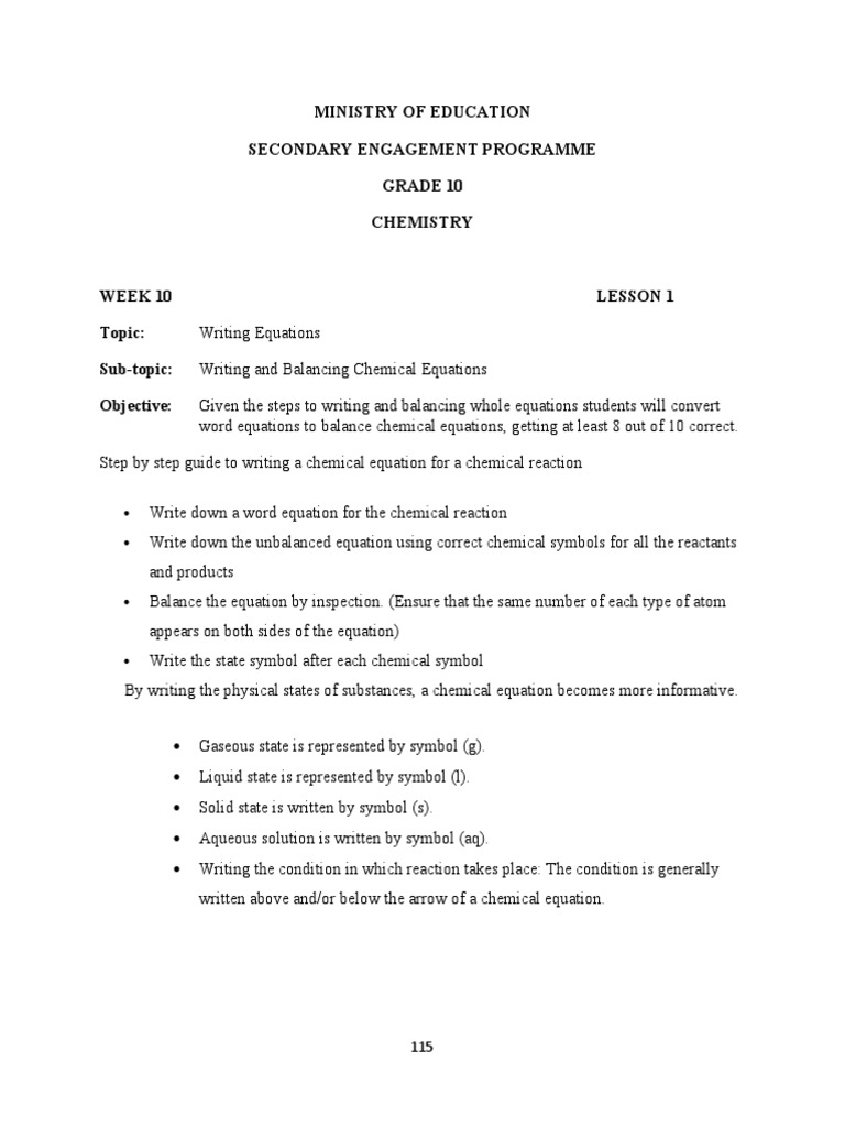 Grade 10 Chemistry Week 10 Lesson 1 | PDF | Chemical Substances | Chemistry