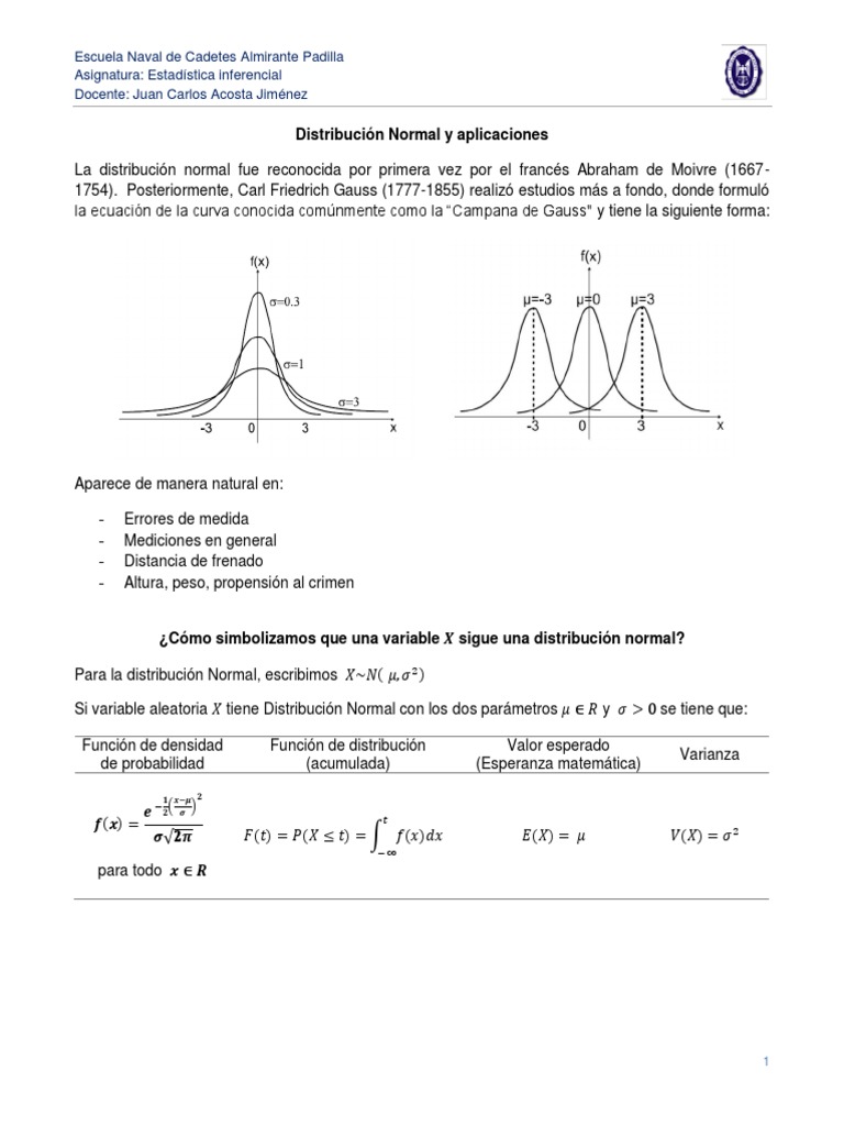 Distribución Normal y Aplicaciones | PDF | Distribución normal | Integral
