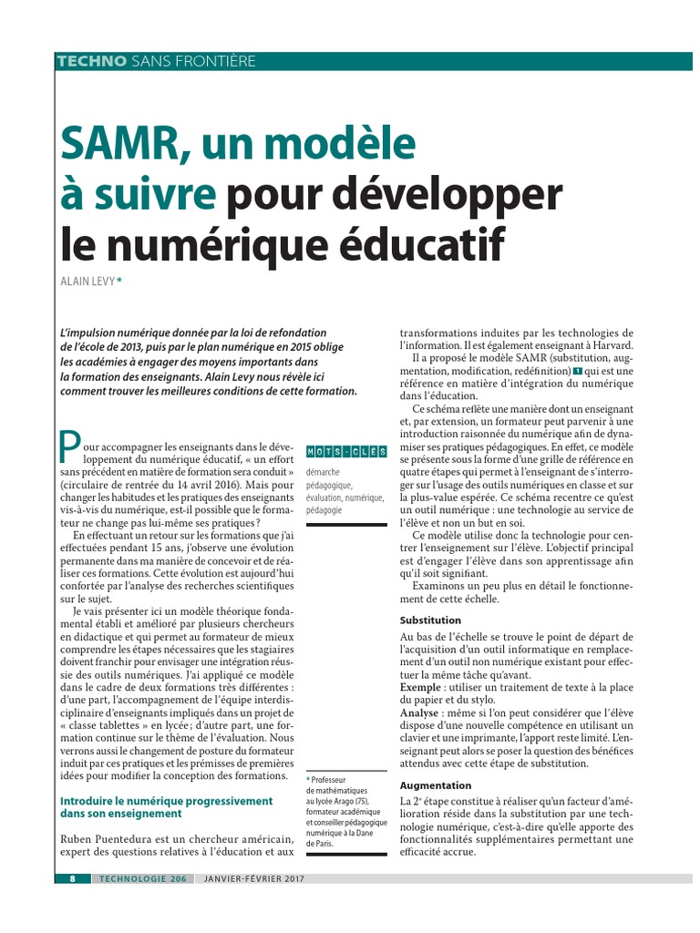 Modèle SAMR pour l'éducation numérique | PDF | Pédagogie | Données ...