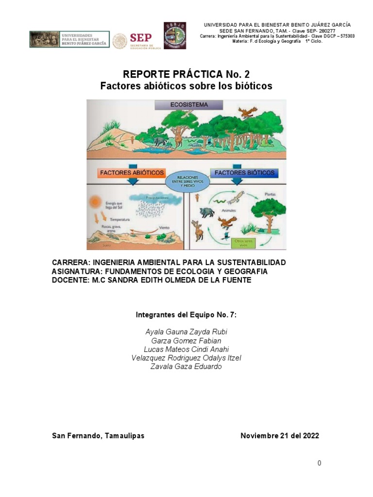 Reporte de Practica 1 Modelo Ecologico F.E | PDF | Ecosistema | Ecología