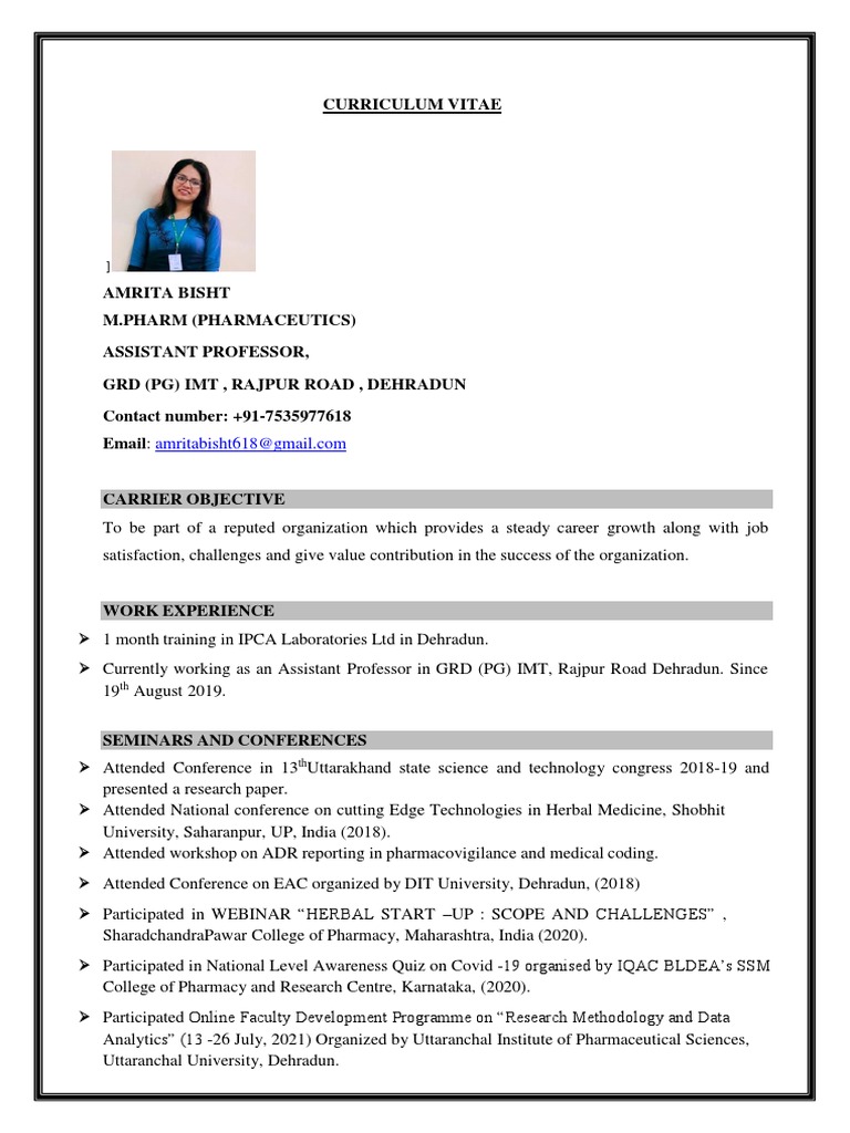 Academic & Research Profile | PDF | Pharmacy | Pharmaceutical Sciences