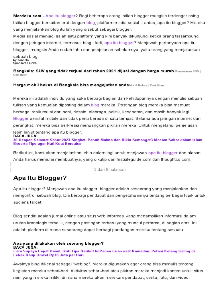 Pengertian Blogger | PDF