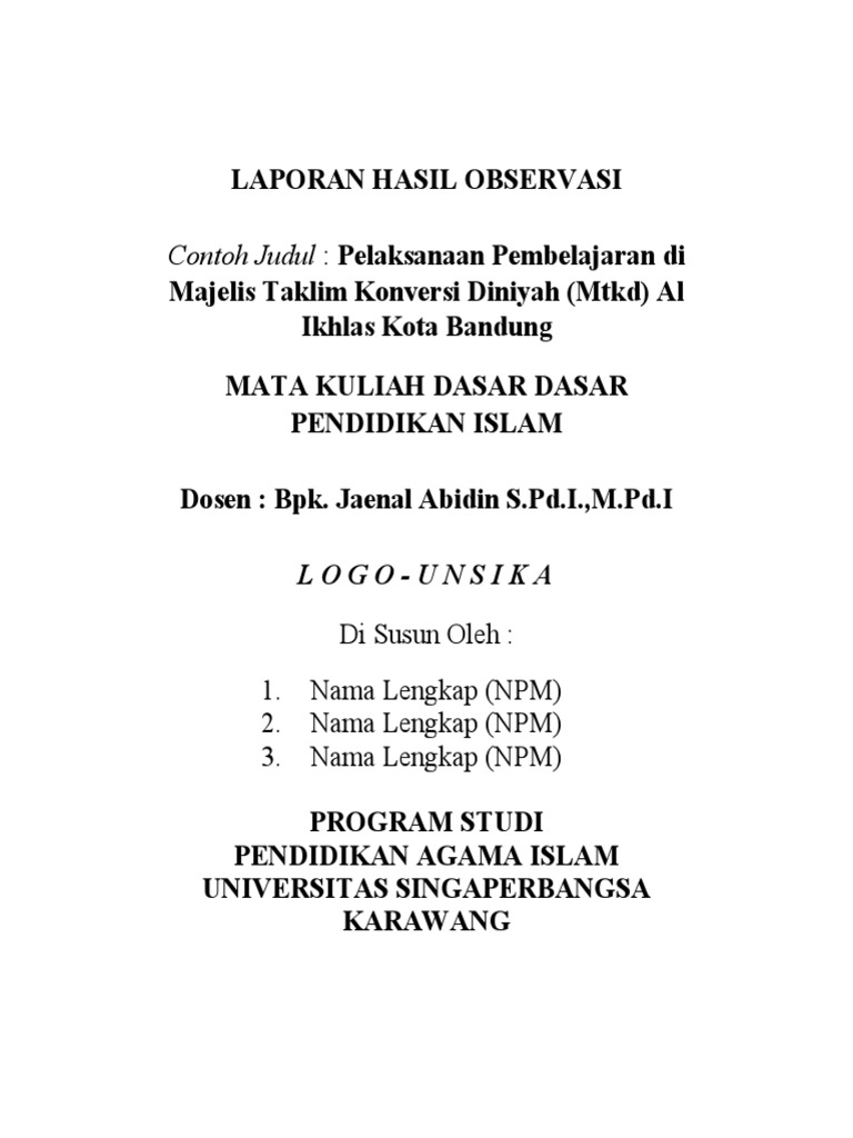 Format Observasi | PDF