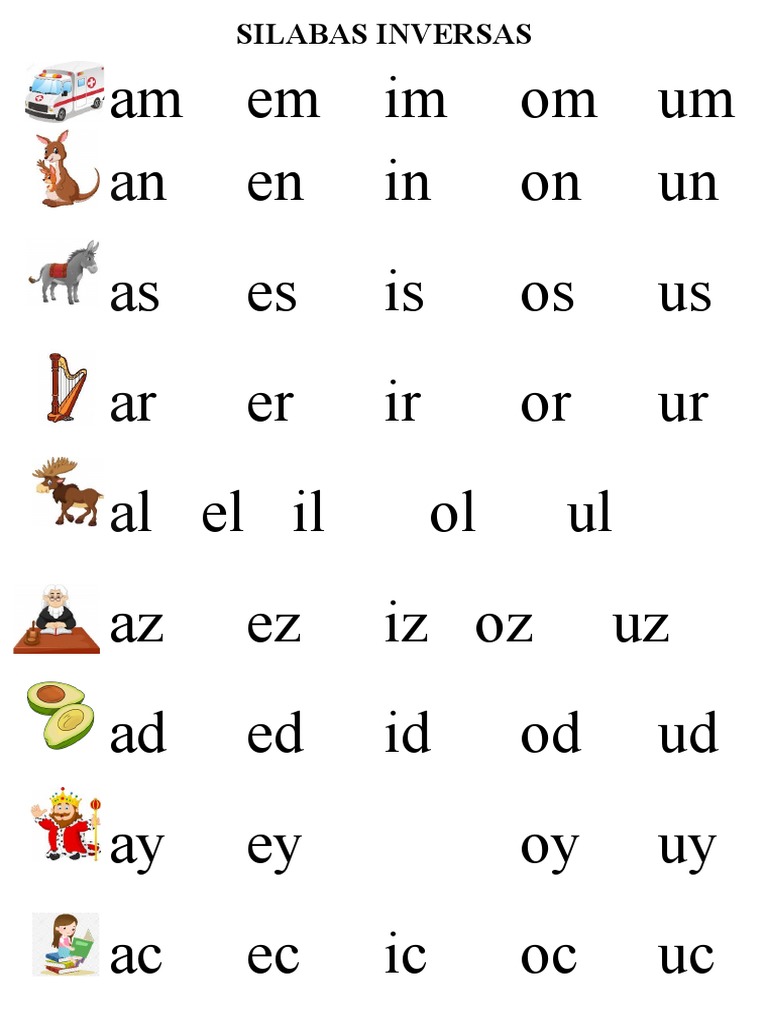 SILABAS INVERSAS y TRABADAS | PDF