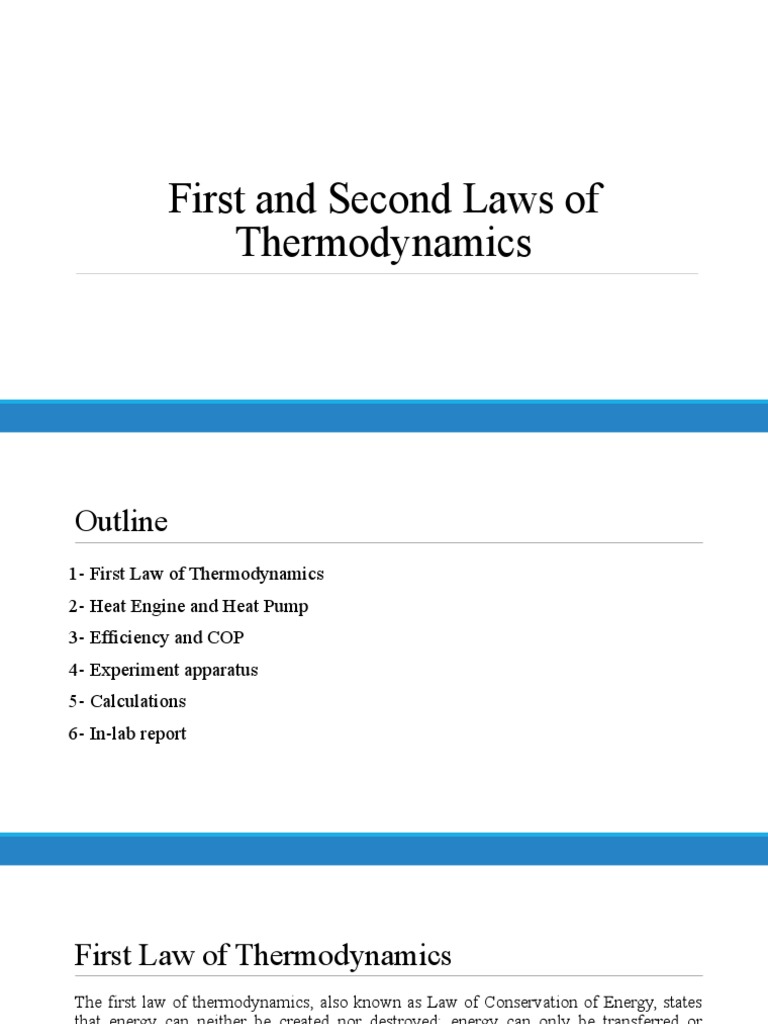 An Analysis of the First and Second Laws of Thermodynamics Through the ...