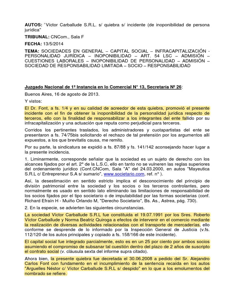 CNCom - Carballude | PDF | Sociedad de responsabilidad limitada | Bienes (Ley)