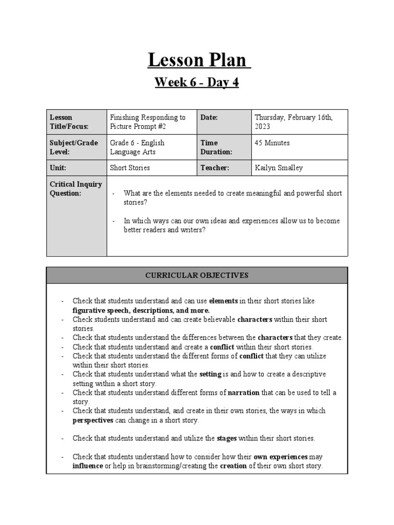 Day 4 - Finishing Responding To Picture Prompt 2 - Without Students ...