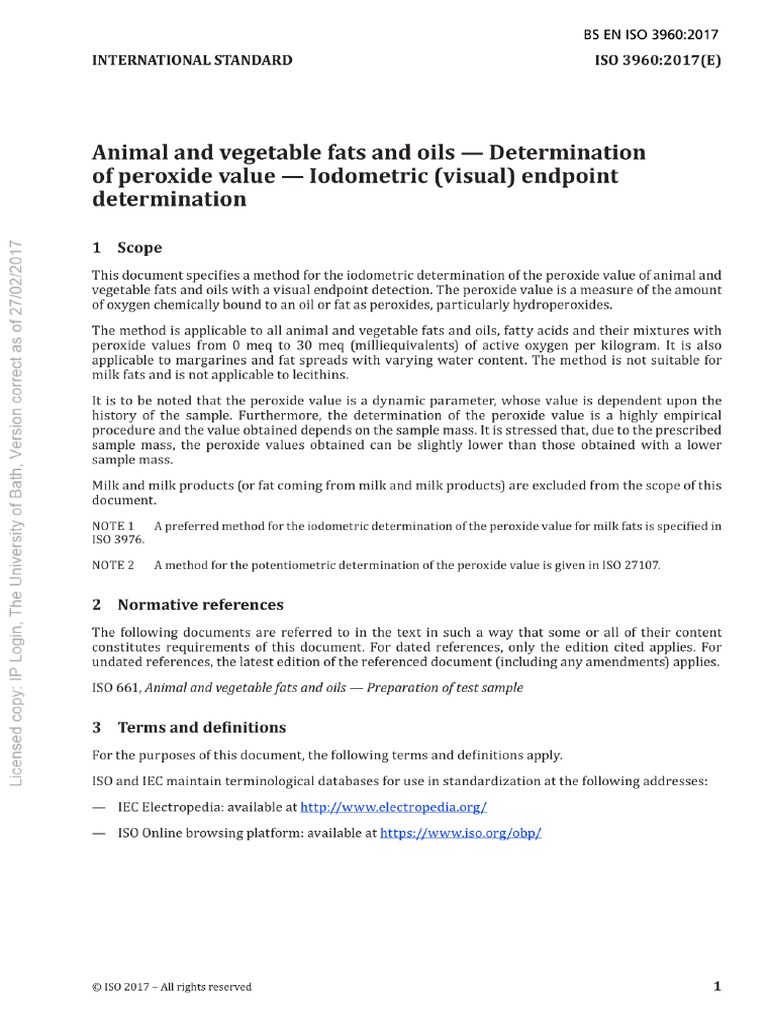 2.14 ISO 3960 2017 Peroxide Value | PDF