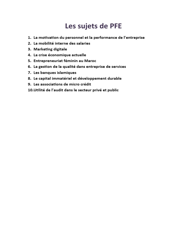 Les Sujets de PFE | PDF