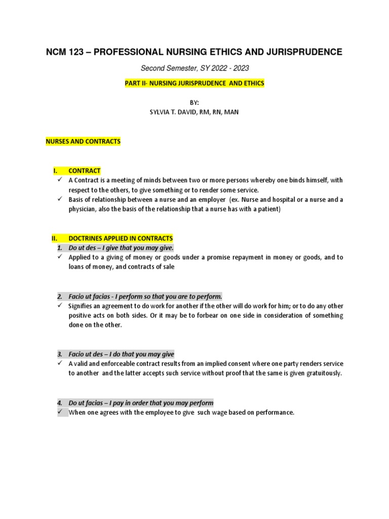 Nursing Contracts and Consent Essentials | PDF | Informed Consent ...