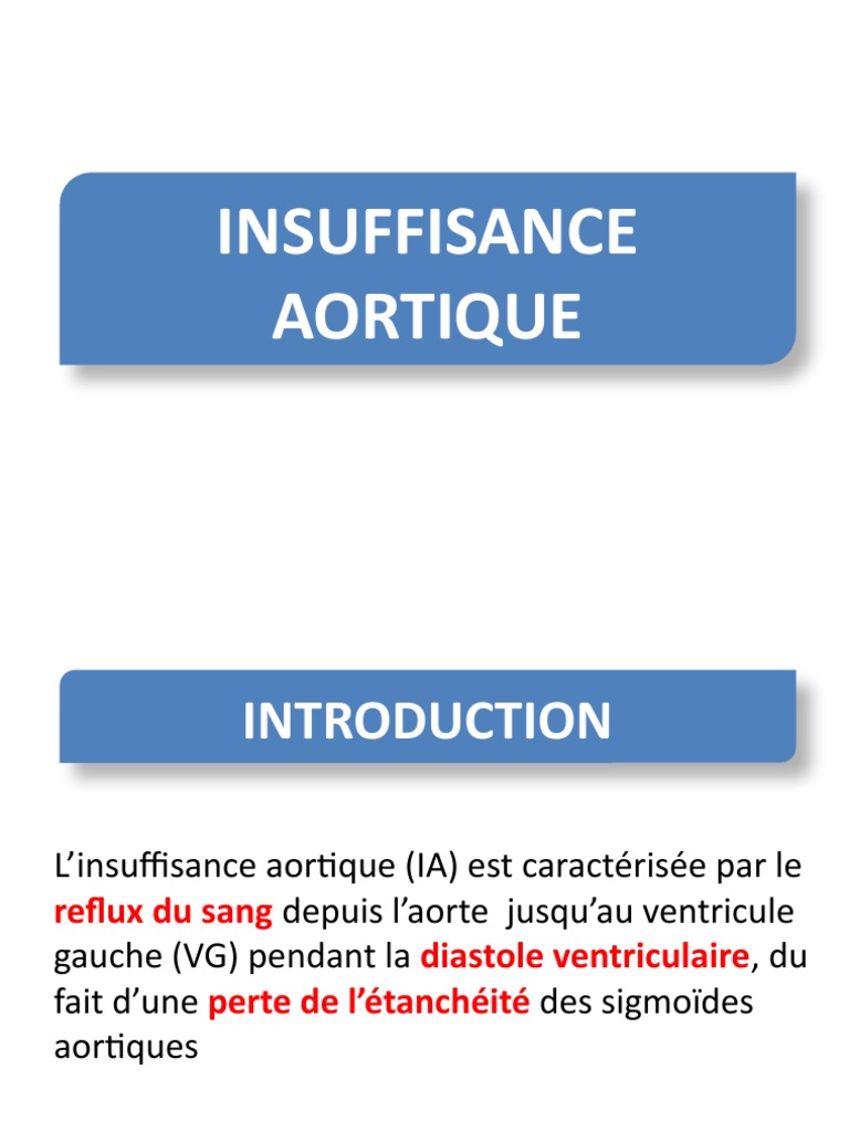 Insuffisance aortique : diagnostic et traitement | PDF | Maladies et ...