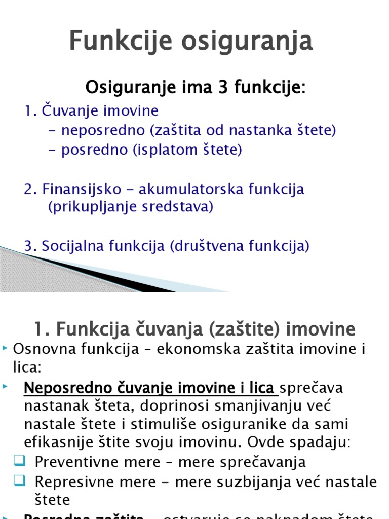 Funkcije Osiguranja | PDF