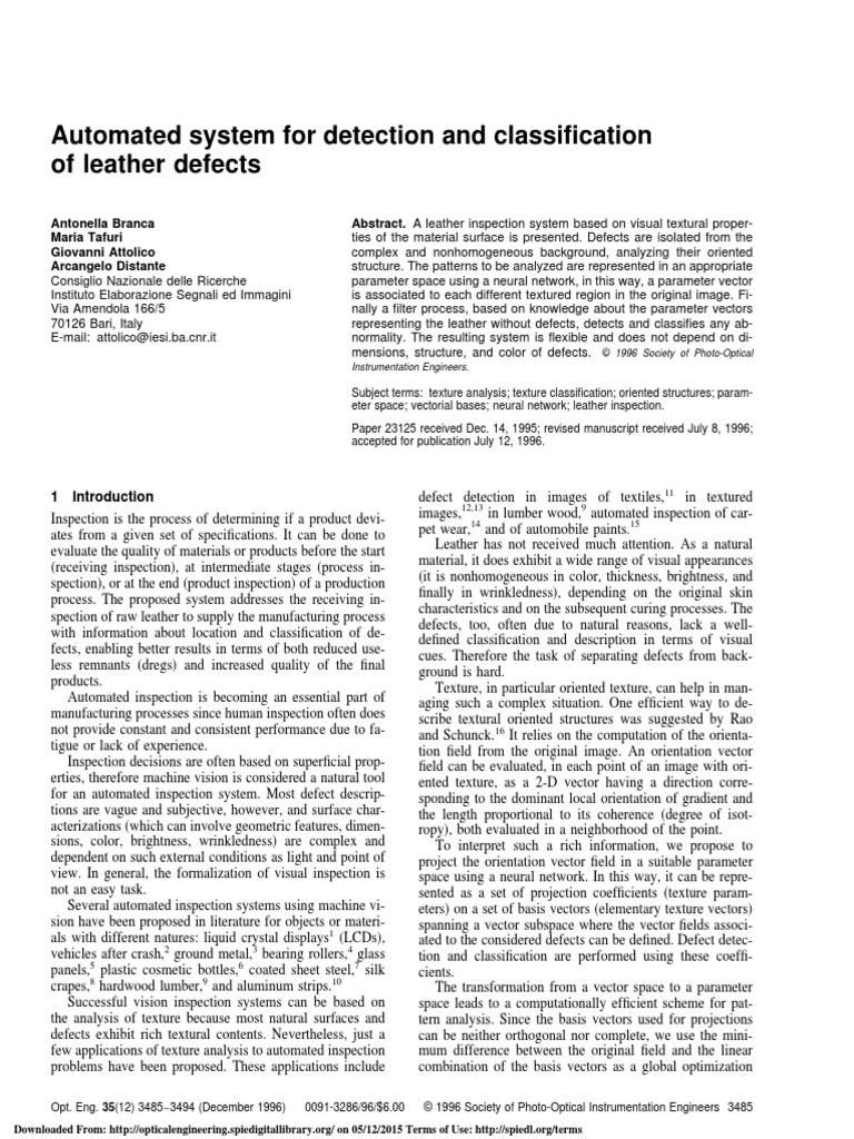 Automated System For Detection and Classification of Leather Defects ...