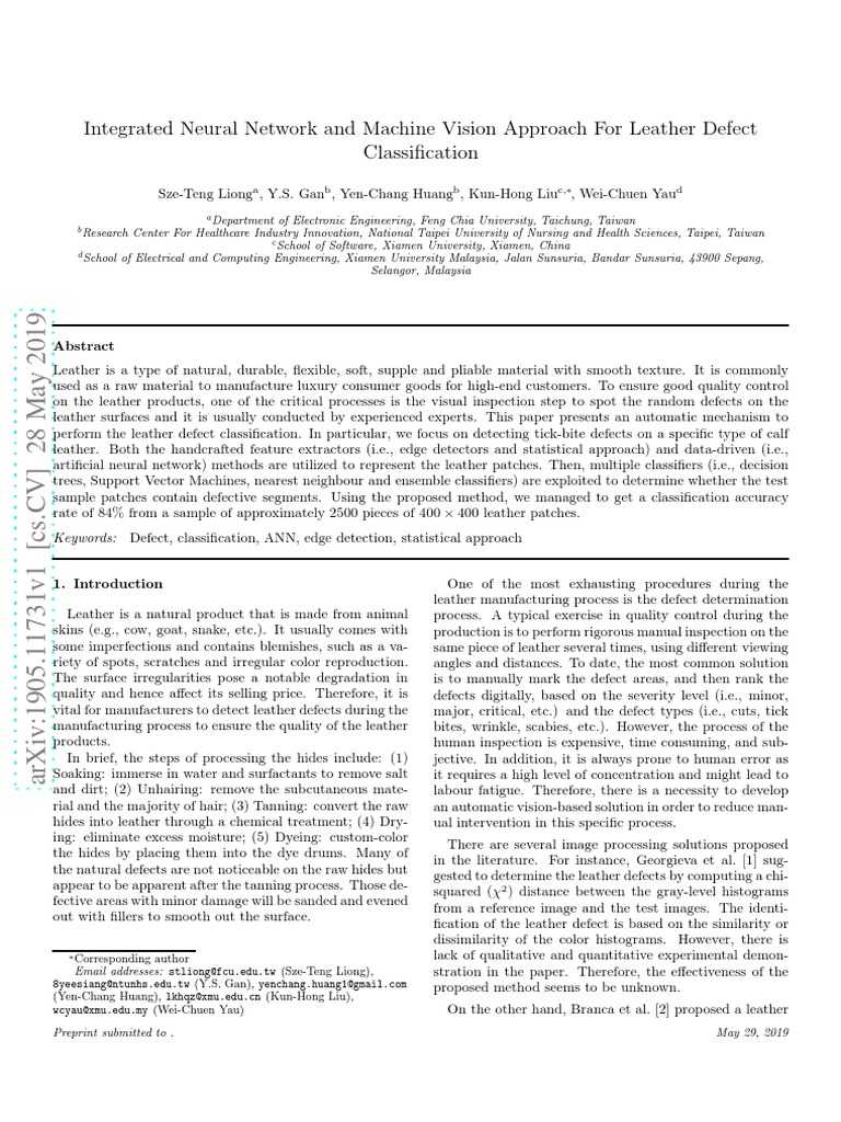 Neural Network and Machine Vision for Leather Defect Classification ...