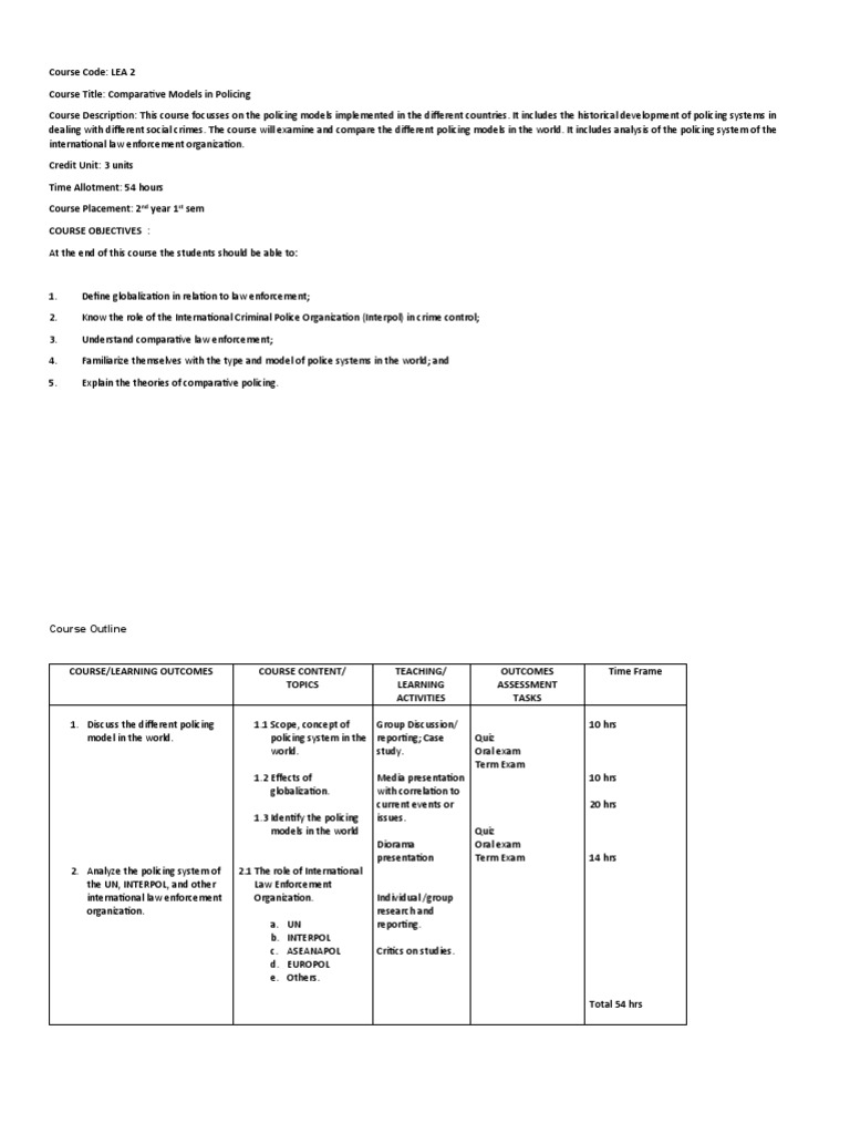 LEA 2 New Syllabus | PDF | Crimes | Crime & Violence