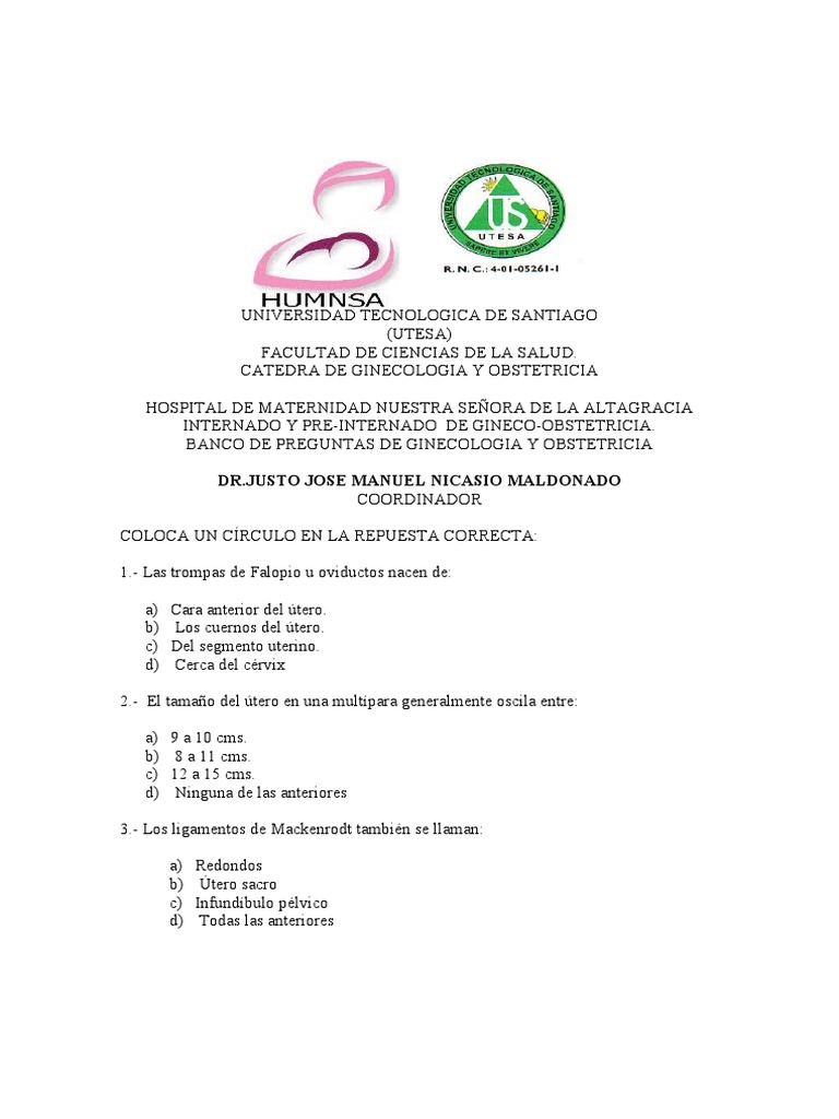 Banco de Preguntas | PDF | Parto | El embarazo