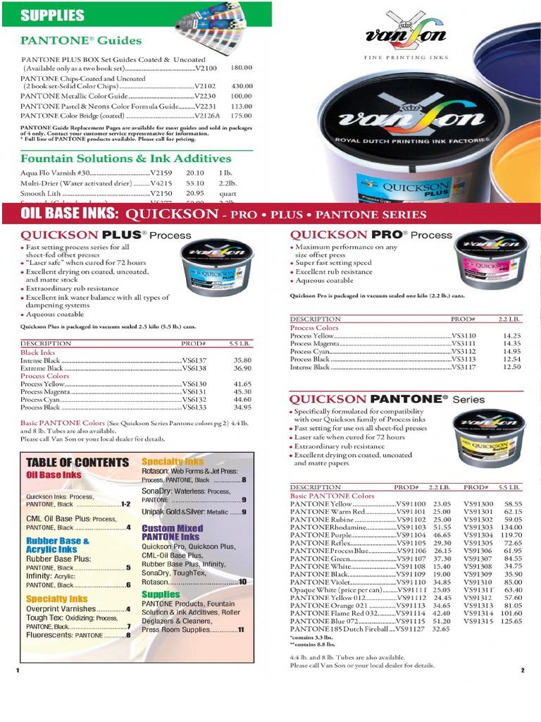 Van Son Product Guide 2018 | PDF