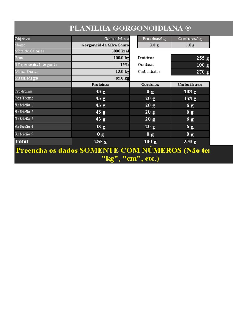 Gorgonoid-Planilha-de-o-que-comer-teste 2 | PDF