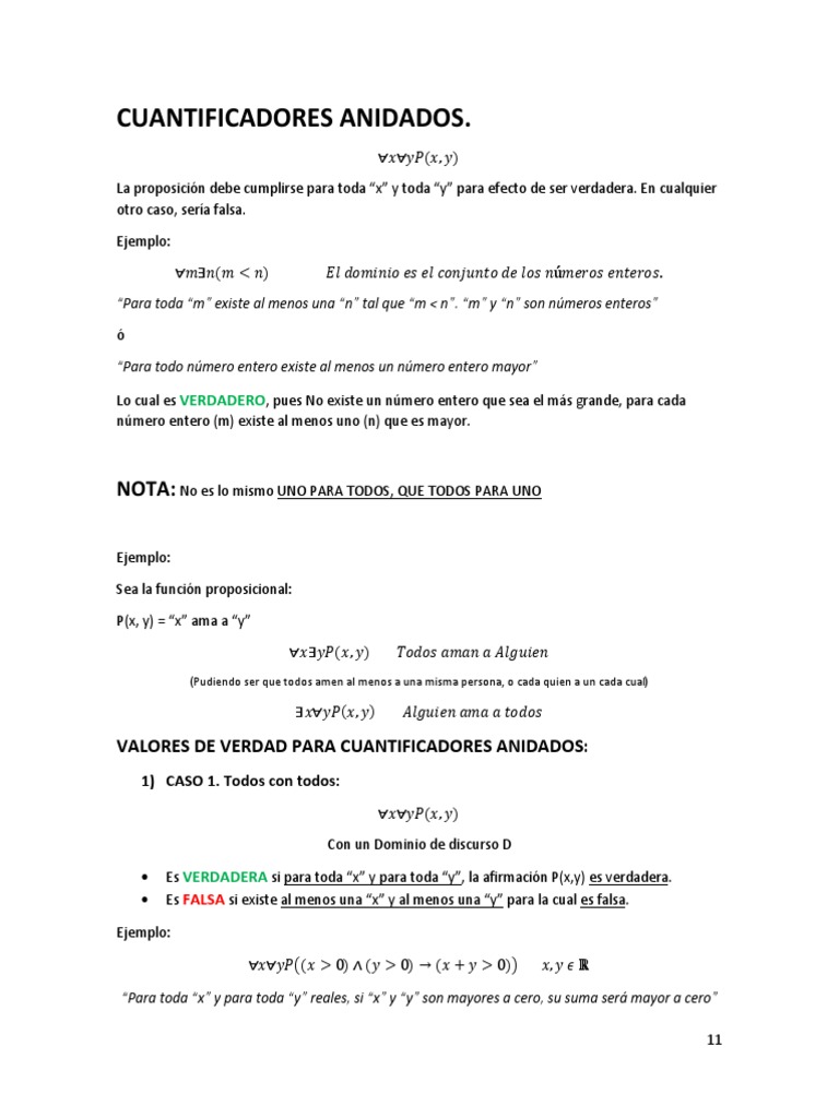 Cuantificadores Anidados | PDF | Proposición | Número natural
