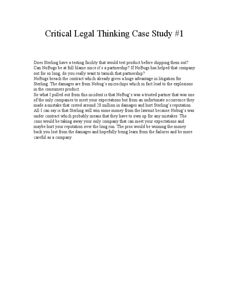 Critical Legal Thinking Case Study #1 | PDF