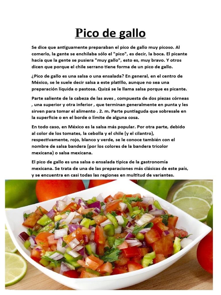 Origen y significado del pico de gallo | PDF | Deportes y actividades ...
