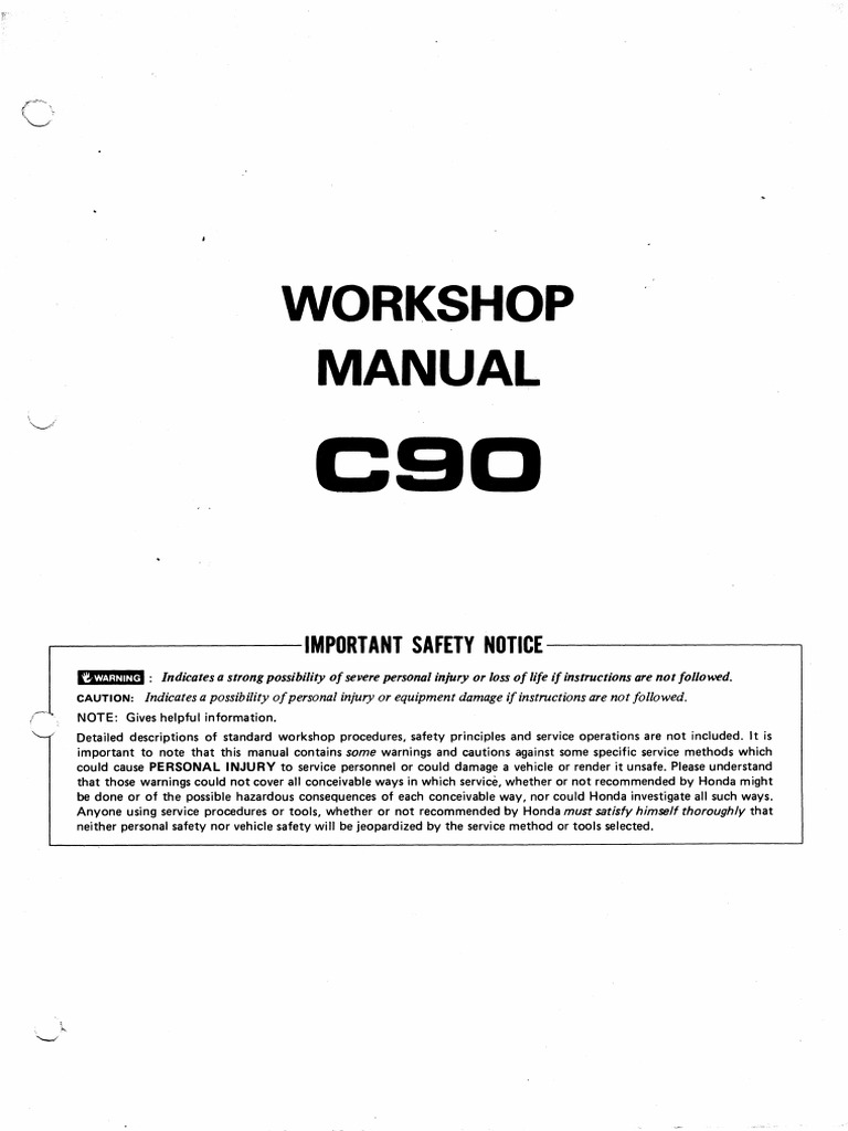 Workshop Manual C90C C90DD C90E | PDF