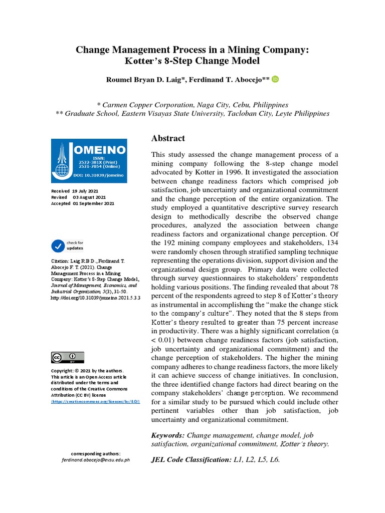 Change Management Project in A Mining Company | PDF | Change Management ...