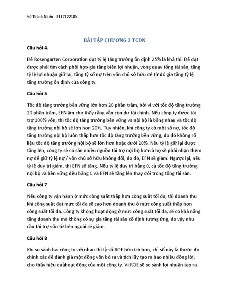 BÀI TẬP CHƯƠNG 3 TCDN | PDF