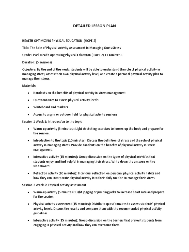 Detailed Lesson Plan Hope 2 Q3 2ND Sem | PDF | Stress (Biology ...
