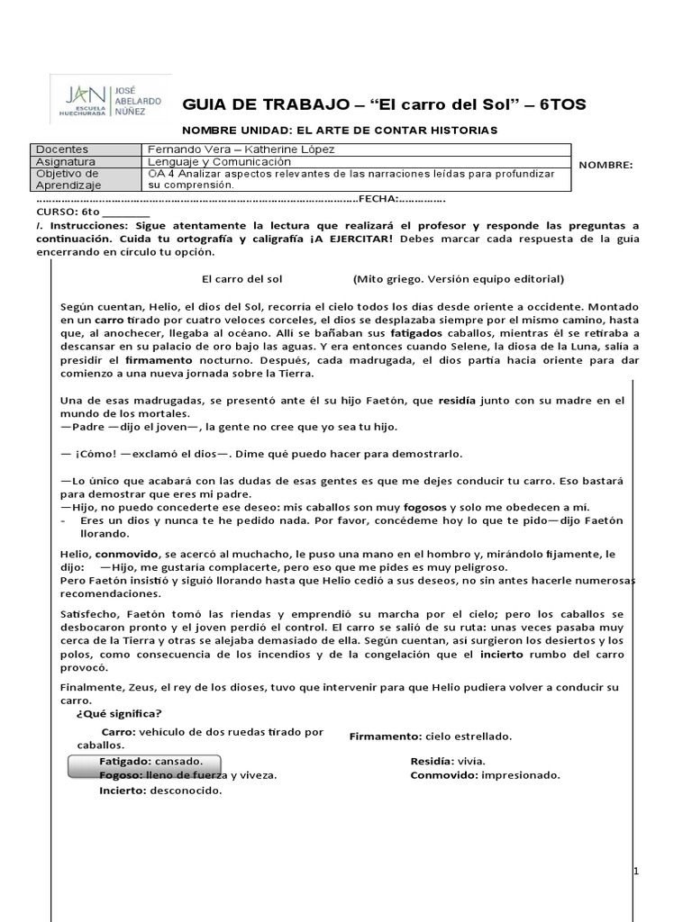 El carro del Sol: Mito y preguntas | PDF