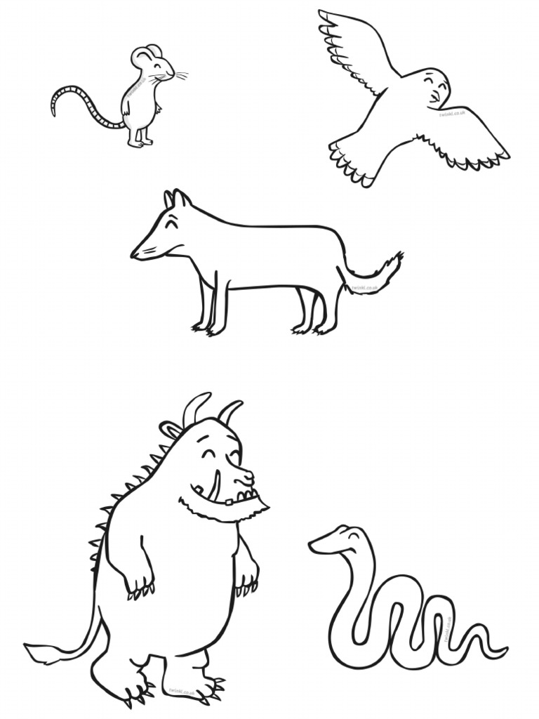 T T 1271A The Gruffalo Story Cut Outs Black and White PDF | PDF