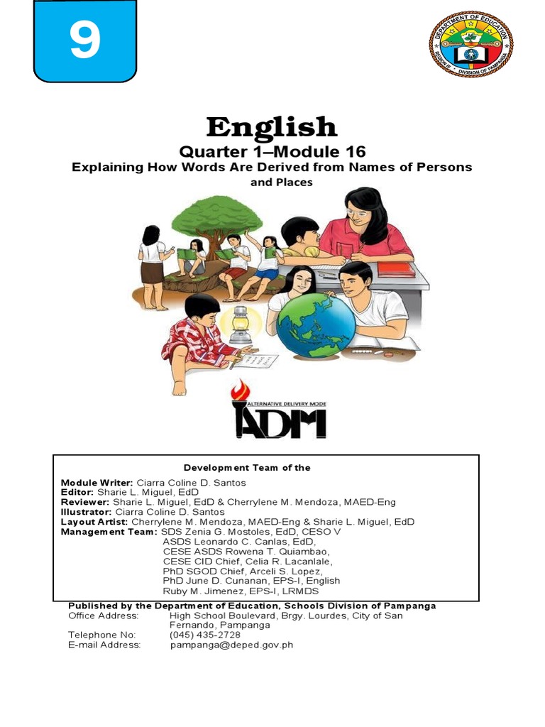 Toaz - Info English9 q1 Mod16 Explain How Words Are Derived From Names of Persons and Places PR ...
