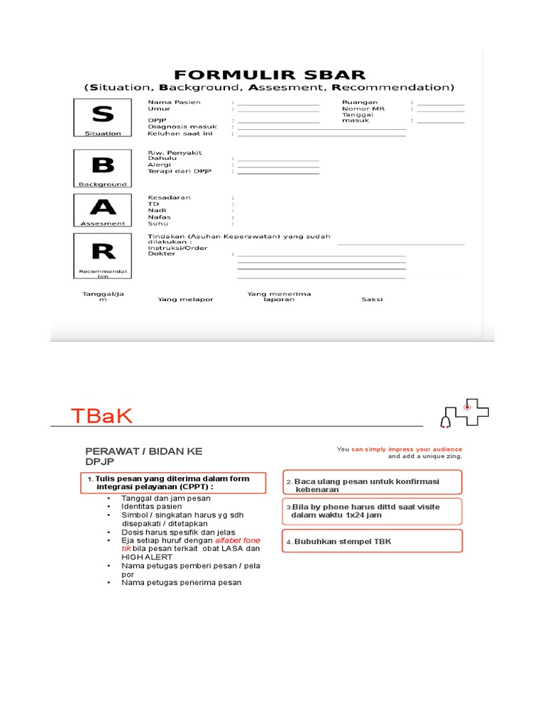 CONTOH SBAR TBaK | PDF