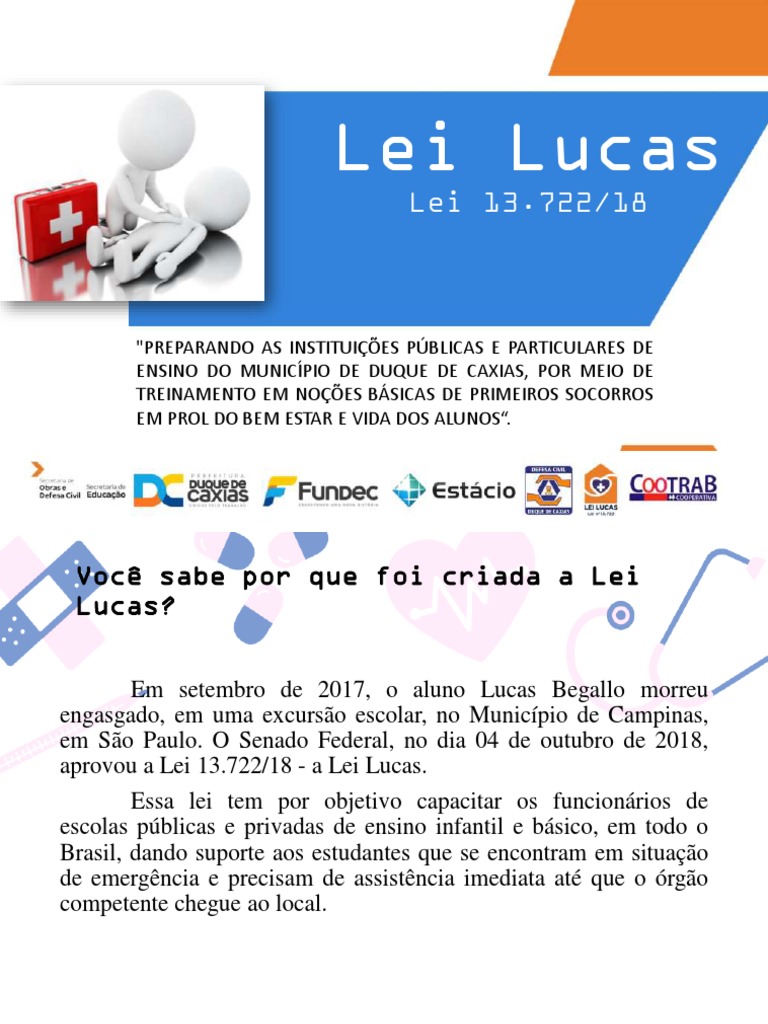 Capacitação em Primeiros Socorros na Lei Lucas | PDF | Reanimação ...