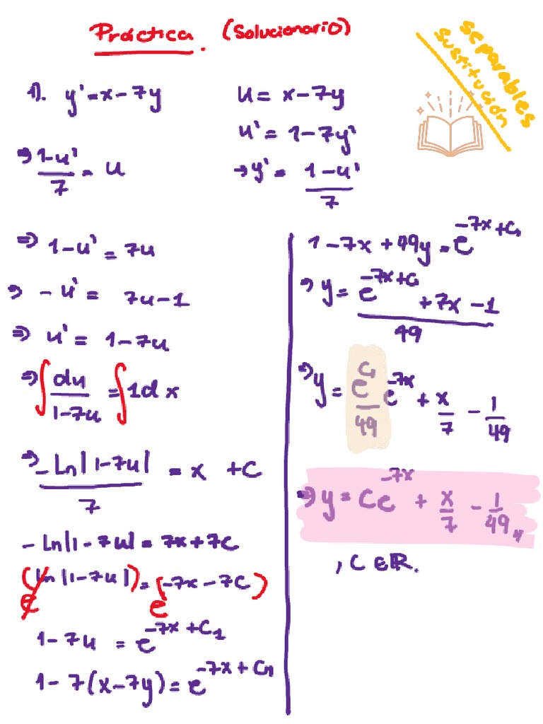 Ecuaciones diferenciales variables separables ejercicios resueltos | PDF