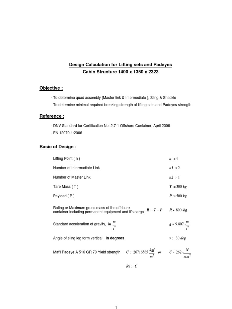 Contoh Pad Eyes Calculations | PDF | Mechanical Engineering