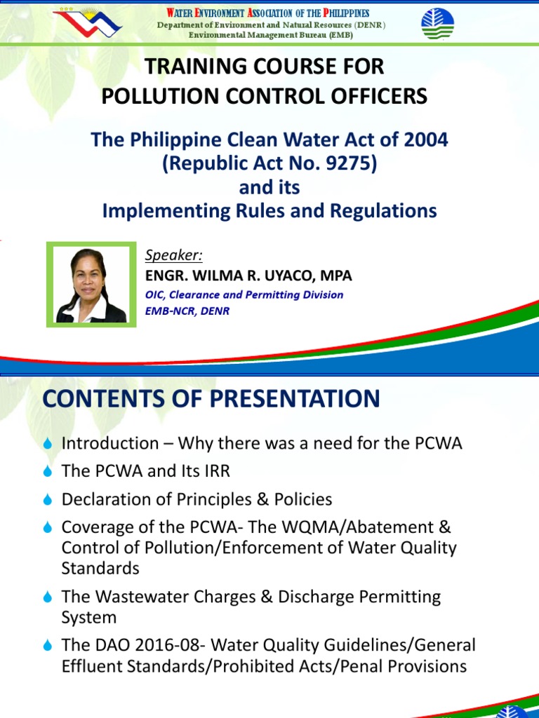 RA 9275: Clean Water Act IRR Overview | PDF | Sewage | Clean Water Act